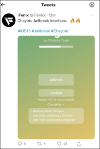 Cheyote Jailbreak [ A rootless jailbreak for iOS 15 – iOS 15.1.1 ]